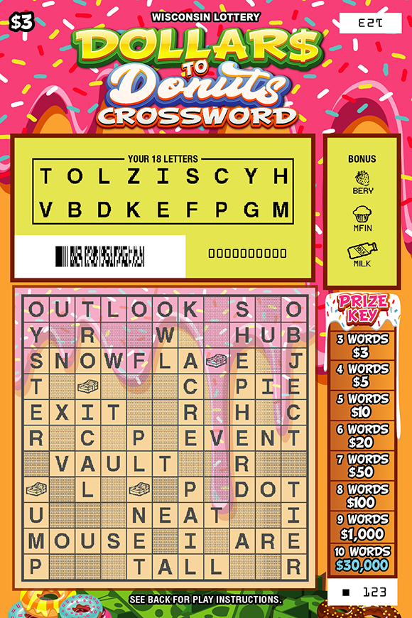 DOLLARS TO DONUTS CROSSWORD (2621) | Wisconsin Lottery