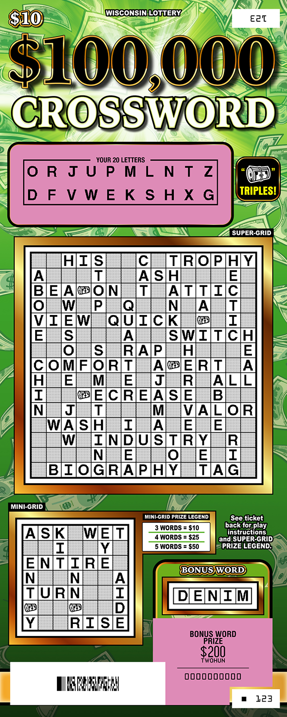 $100000 CROSSWORD (2622) | Wisconsin Lottery